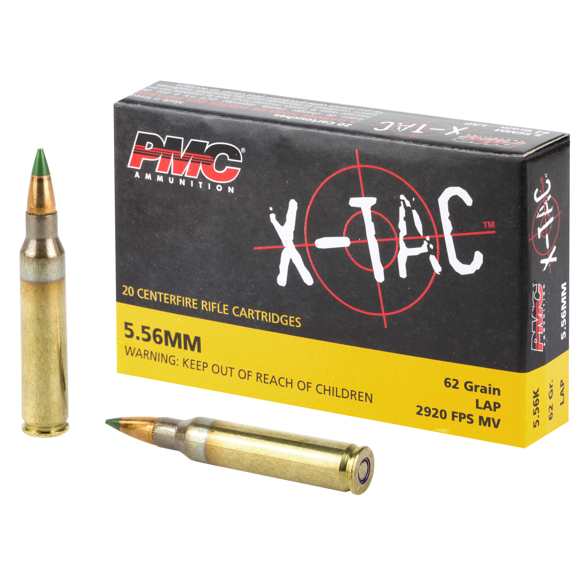 PMC 556X X-Tac 5.56x45mm 62 Grain LAP Green Tip 500 Rounds - Rifle ...